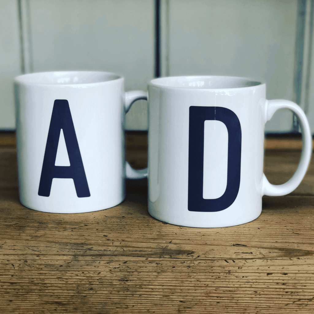 Contemporary Initial Mug (Personalised Message Optional - Various ...